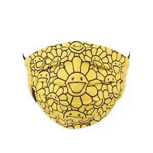 TAKASHI MURAKAMI Flower Pattern Face Mask - Lemon Yellow/black
