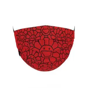 TAKASHI MURAKAMI Flower Pattern Face Mask - Red/black