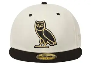 OVO X New Era Og Owl 59fifty Fitted Cap - Cream/black