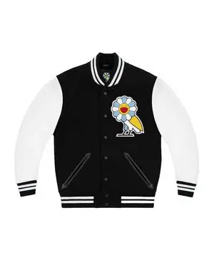TAKASHI MURAKAMI X Ovo Varsity Jacket - Black/white