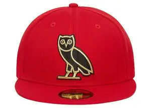 OVO X New Era Og Owl 59fifty Fitted Hat - Red