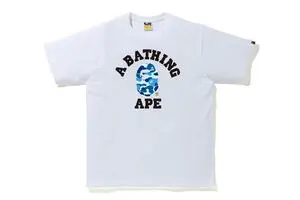A BATHING APE Abc Camo College Tee Shirt - White/blue