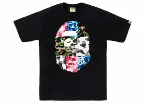 A BATHING APE Abc Camo Crazy Big Ape Head Tee Shirt - Black
