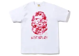 A BATHING APE Abc Camo Bathing Ape Tee Shirt - White/pink