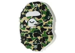 A BATHING APE Camo Ape Head Wall Clock - Green
