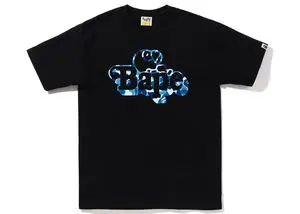 A BATHING APE Abc Camo Milo On Tee Shirt Black Blue