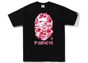 A BATHING APE Abc Camo Bathing Ape Tee Shirt - Black/pink