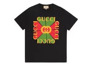 Gucci Oversized Vintage Logo Print T-shirt - Black/green/red