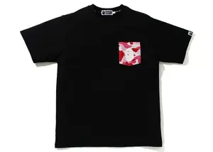 A BATHING APE Abc Camo Pocket Tee Shirt - Black/pink