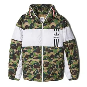 A BATHING APE X Adidas Abc Camo Firebird Shark Puffer Jacket - Green