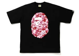 A BATHING APE Abc Camo Big Ape Head Relaxed Tee Shirt - Black/pink