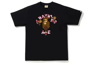 BAPE Abc Camo College Milo Tee Shirt Black/pink