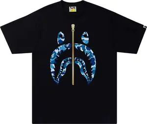 A BATHING APE Abc Camo Shark Tee Shirt - Black/blue (ss22)
