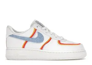 Nike Air Force 1 Low Denim Swoosh Sneakers - Sail/light Armory Blue/chili Red