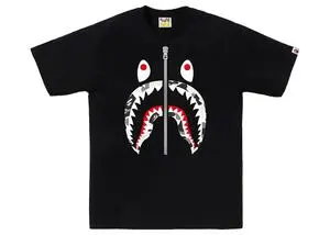 A BATHING APE Abc Camo Shark Tee Shirt - Black/grey/silver