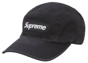 Supreme Washed Chino Twill Camp Cap - Black