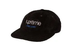Supreme Waffle Cord Classic Logo 6-panel Cap - Black