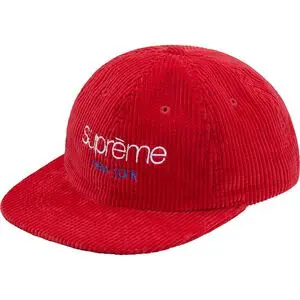 Supreme Waffle Cord Classic Logo 6-panel Cap - Red