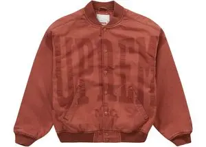 Supreme Washed Knockout Denim Varsity Jacket - Rust