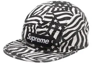 Supreme Washed Chino Twill Camp Cap - Black Flags