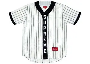 Supreme Vertical Logo Baseball Jersey White/black