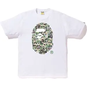 BAPE Xxv Cities Camo Ape Head Tee Shirt White/green
