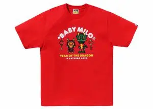 A BATHING APE Year Of The Dragon Baby Milo Tee Shirt - Red