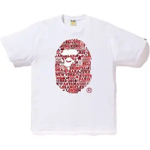 BAPE Xxv Cities Camo Ape Head Tee Shirt White/red