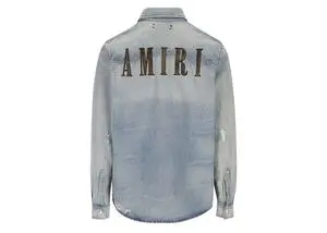 Amiri Buttoned Distressed Denim Shirt