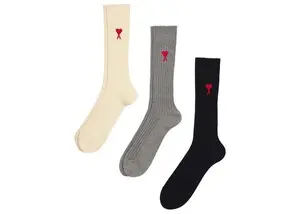 Ami Set Of Logo-embroidered Socks - Multicolor
