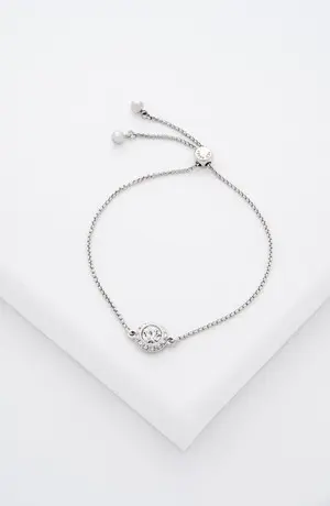 Ted Baker London Soleta Solitaire Crystal Slider Bracelet - Silver Tone Clear Crystal