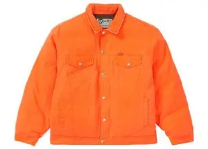Supreme Schott Canvas Down Trucker Jacket - Neon Orange