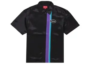 Supreme Satin Zip Up Short Sleeve Work Shirt