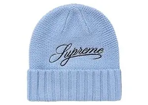 Supreme Script Logo Beanie - Light Blue