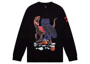OVO Jurassic Park Shattered Backboard Crewneck Sweatshirt - Black