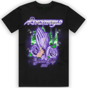 PSYCHWORLD Yams Day Praying Hands T-shirt - Black