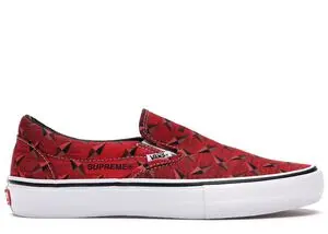 VANS Slip-on Supreme Diamond Plate Sneakers - Red/white