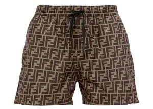 Fendi Ff Motif Swim Shorts - Brown