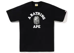 A BATHING APE Honeycomb Camo College Tee Shirt Black/grey