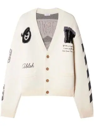 Off-White Moon Vars Wool Cardigan - Cream White/black