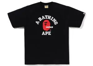 A BATHING APE Japan College Tee Shirt - Black