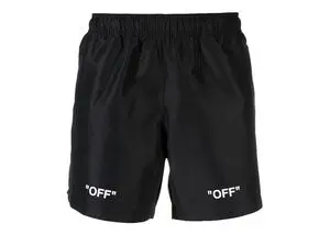 Off-White Off Logo Print Swim Shorts - Black