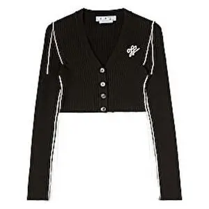 Off-White Outline Crop Cardigan - Black/white