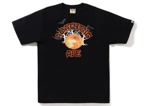 A BATHING APE Halloween Jack O' Lantern College Tee Shirt - Black