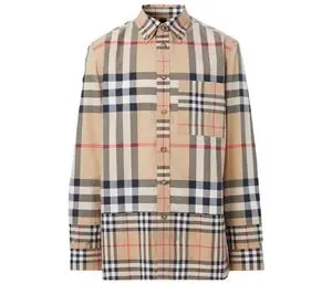 Burberry Contrast Check Cotton Shirt