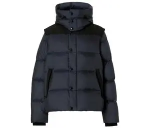 Burberry Detachable Sleeve Hooded Puffer Jacket Navy Blue
