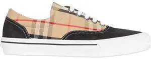 Burberry Cotton Suede Vintage Check Sneakers - Beige/black/white