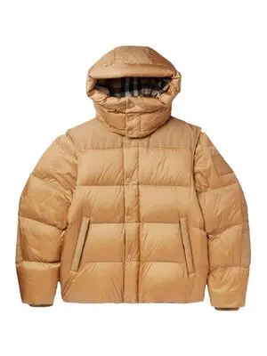 Burberry Detachable Sleeve Check Hooded Puffer Jacket