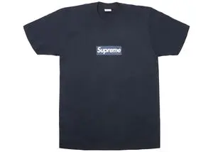 Supreme New York Yankees Box Logo Tee Shirt - Navy Blue