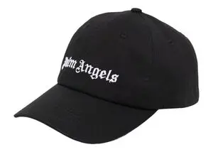 Palm Angels Embroidered Gothic Intarsia Logo Strapback Cap - Black/white (ss22)